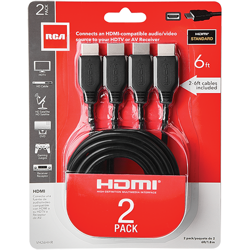 VH26HHR HDMI Cable 6 Foot 2 Pack 